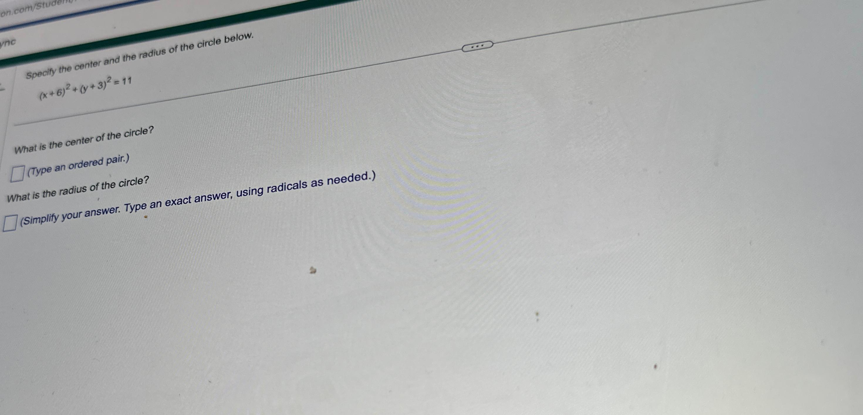 Solved Specify the center and the radius of the circle | Chegg.com Solved Specify the center and the radius of the circle | Chegg.com