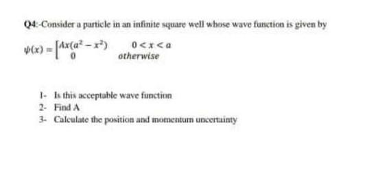 Solved 04. Consider a particle in an infinite square well | Chegg.com