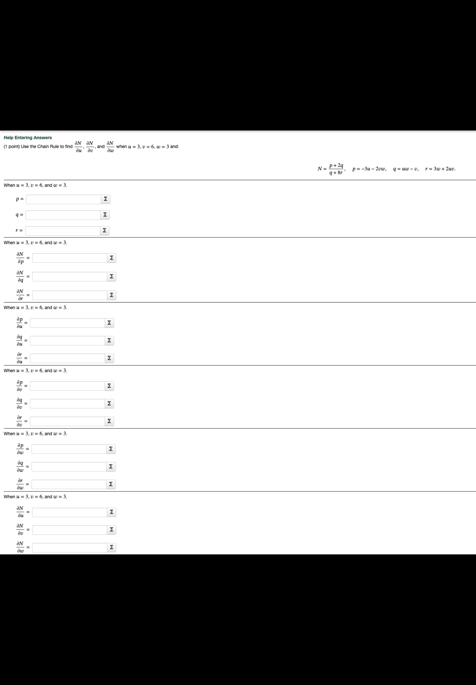 Solved Help Entering Answers(1 ﻿point) ﻿Use the Chain Rule | Chegg.com