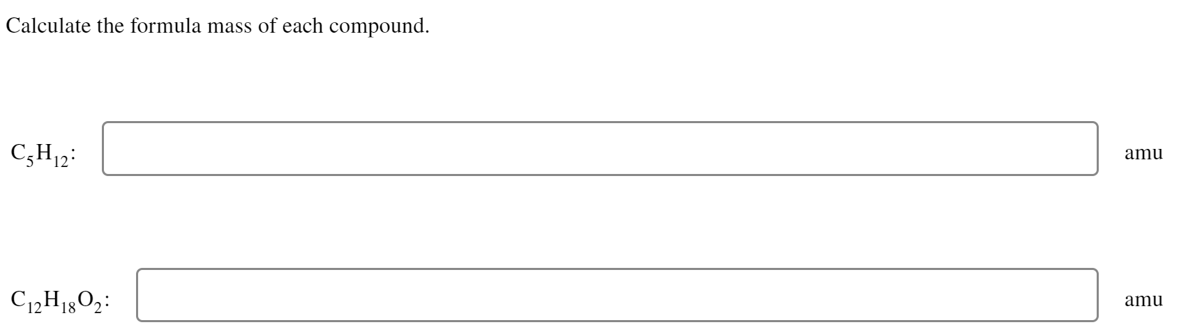 Solved Calculate the formula mass of each | Chegg.com