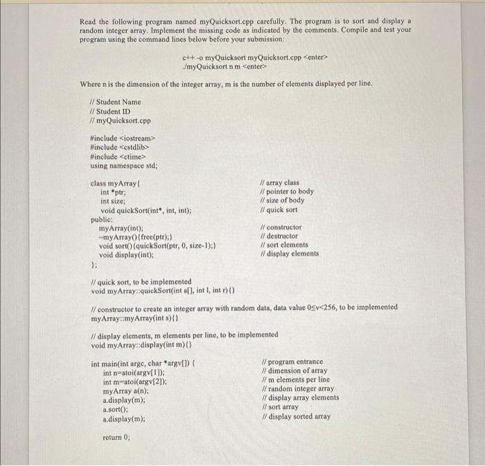 Solved Read the following program named myQuicksort.cpp | Chegg.com