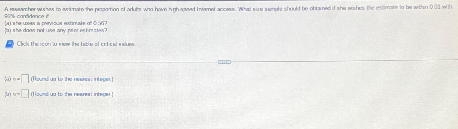 Solved A researcher wishes to estimate the proportion of | Chegg.com