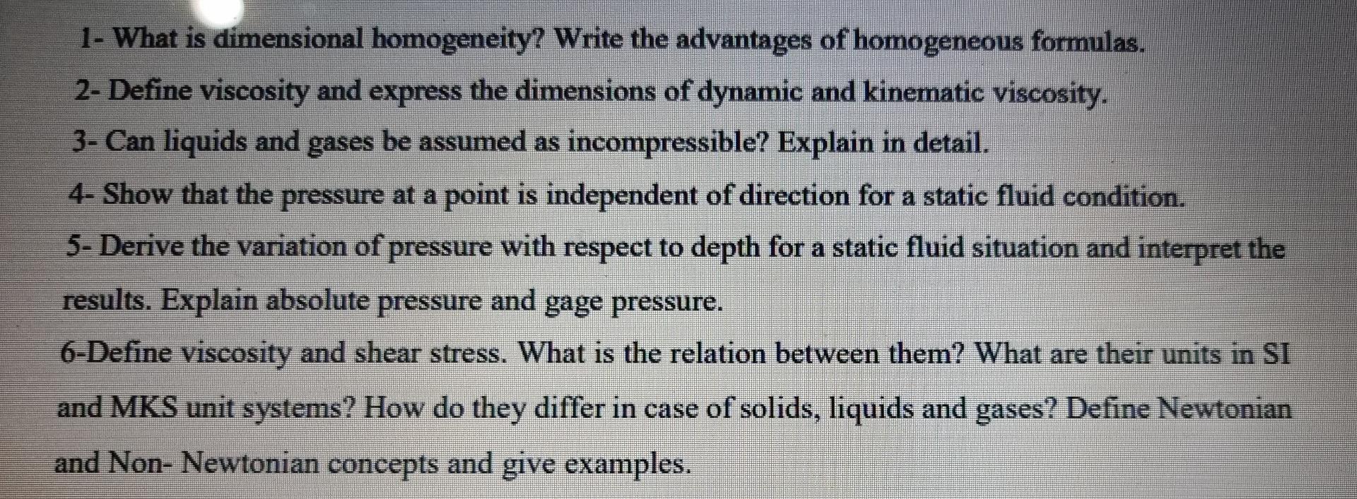 Solved 1- What is dimensional homogeneity? Write the | Chegg.com