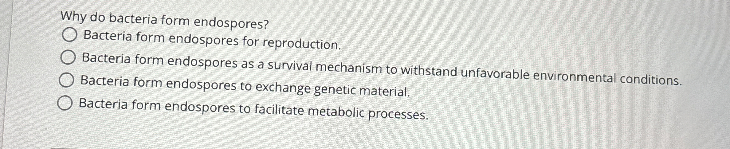 Solved Why do bacteria form endospores?Bacteria form | Chegg.com