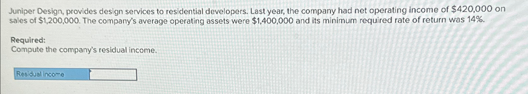 Solved Juniper Design, provides design services to | Chegg.com