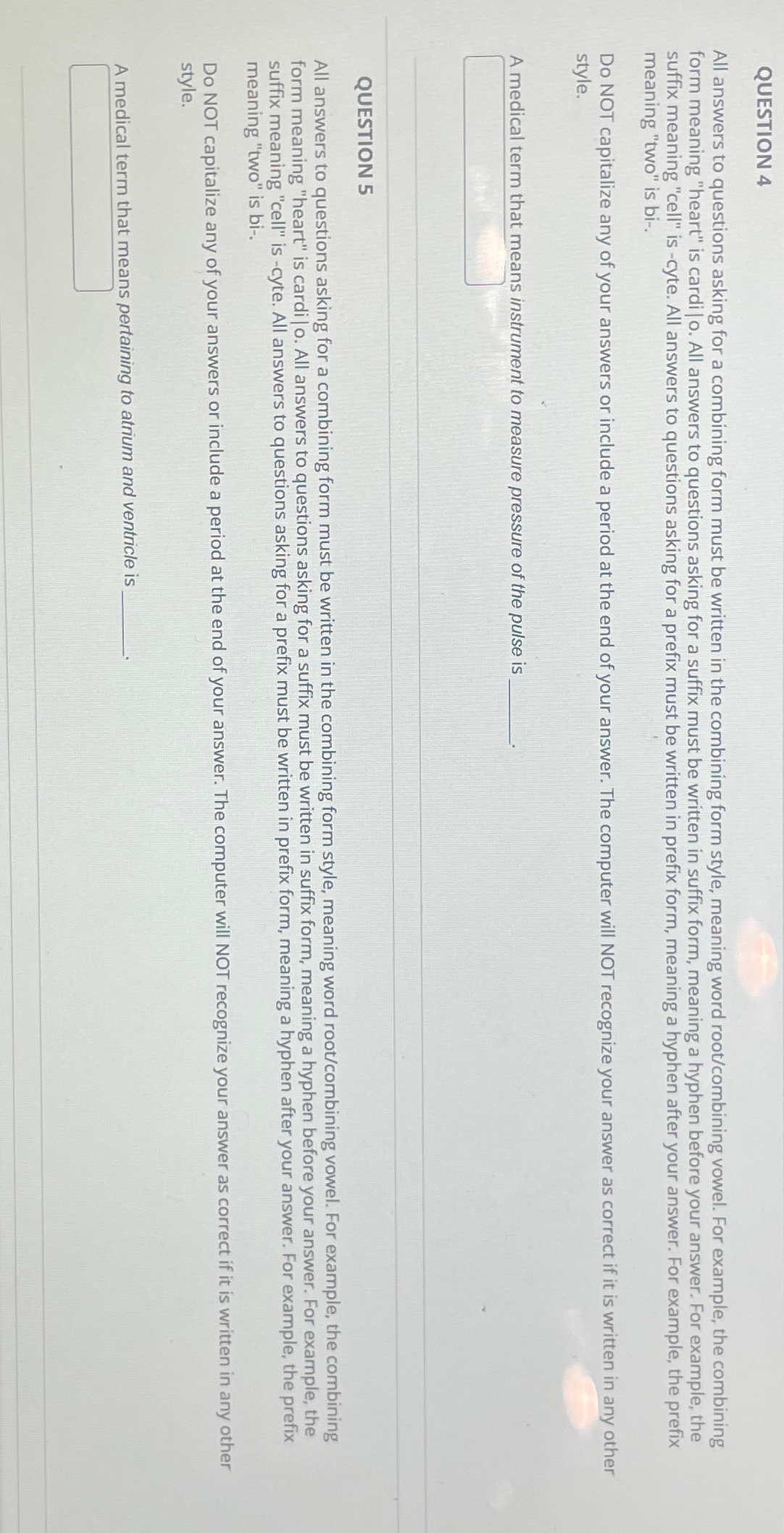 Solved QUESTION 4All answers to questions asking for a | Chegg.com