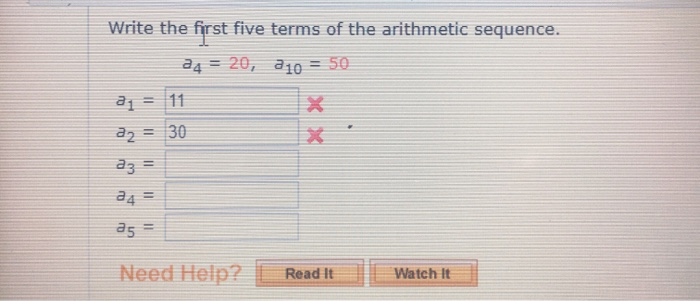 Solved Write the first five terms of the arithmetic | Chegg.com