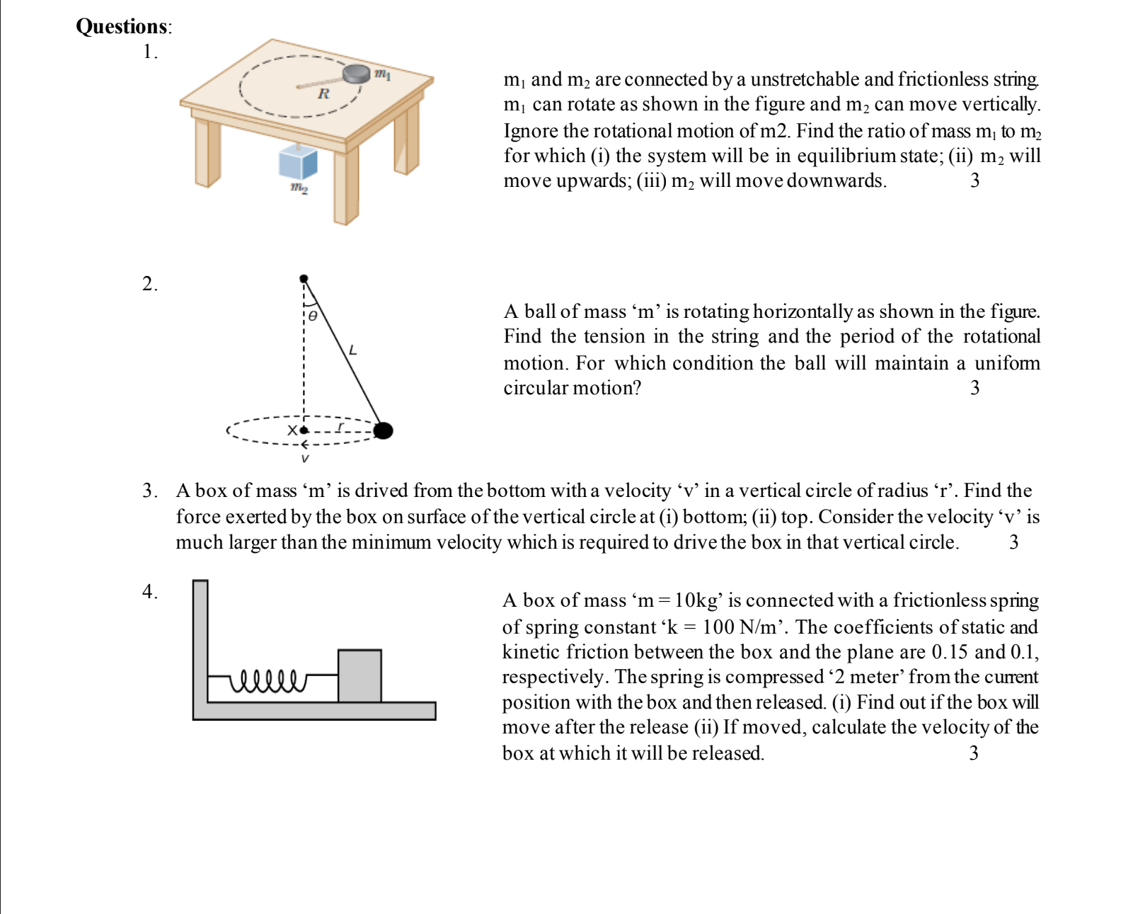 Solved Questions : 1. m1 ﻿and m2 ﻿are connected by a | Chegg.com