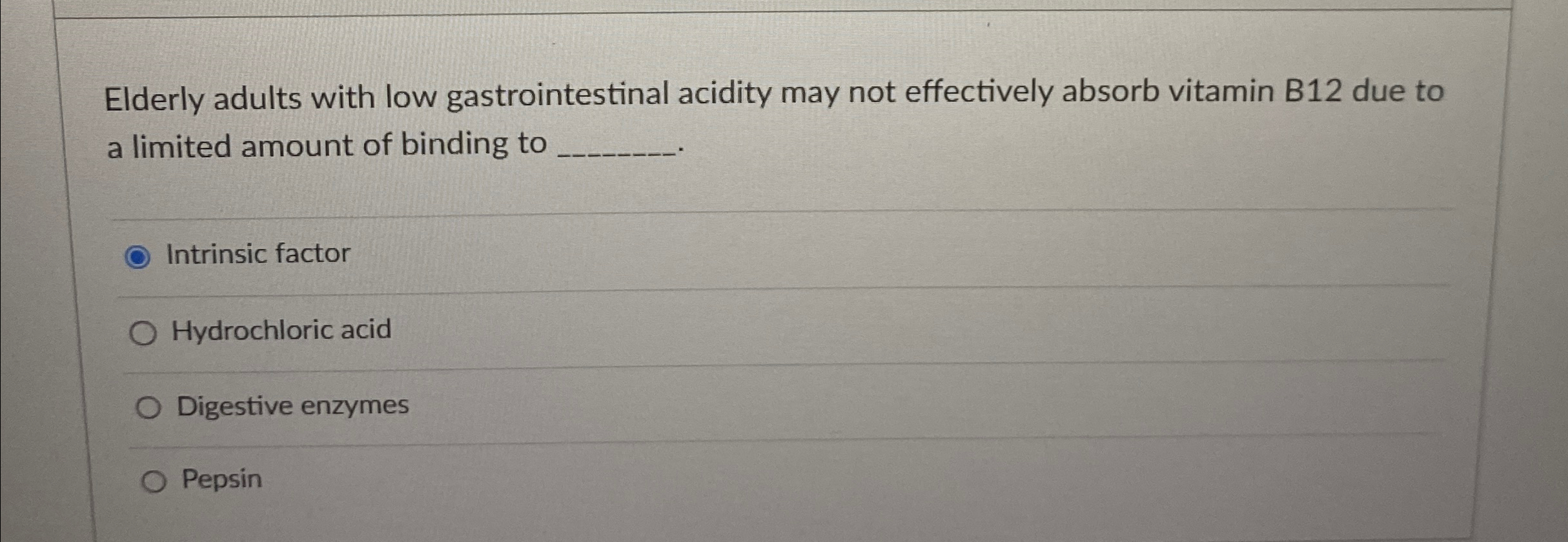 Solved Elderly adults with low gastrointestinal acidity may | Chegg.com