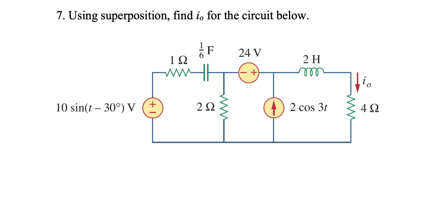 Solved Using superposition, find io ﻿for the circuit below. | Chegg.com