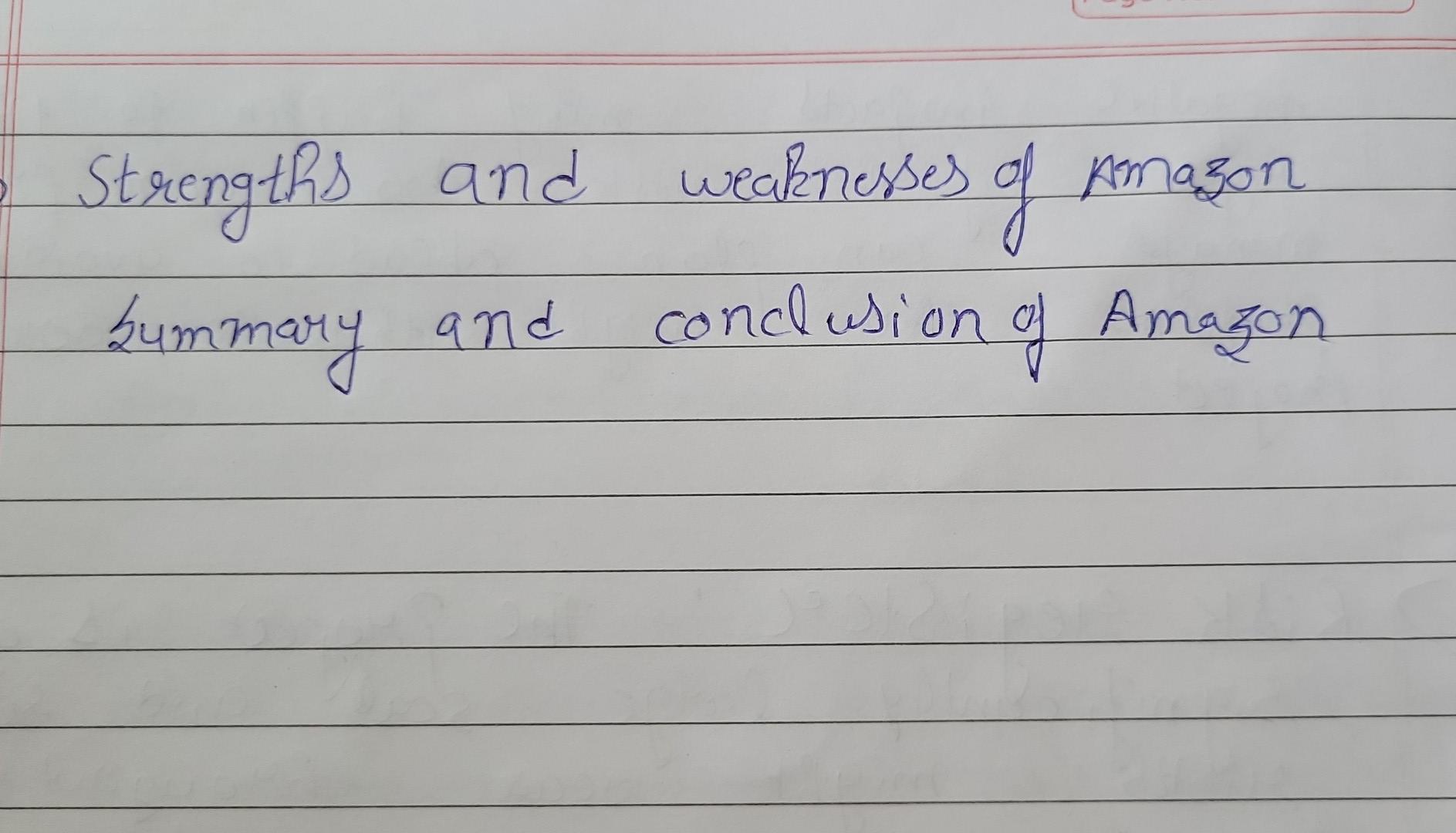 Solved and weaknesses of Amazon and conclusion of Amazon | Chegg.com