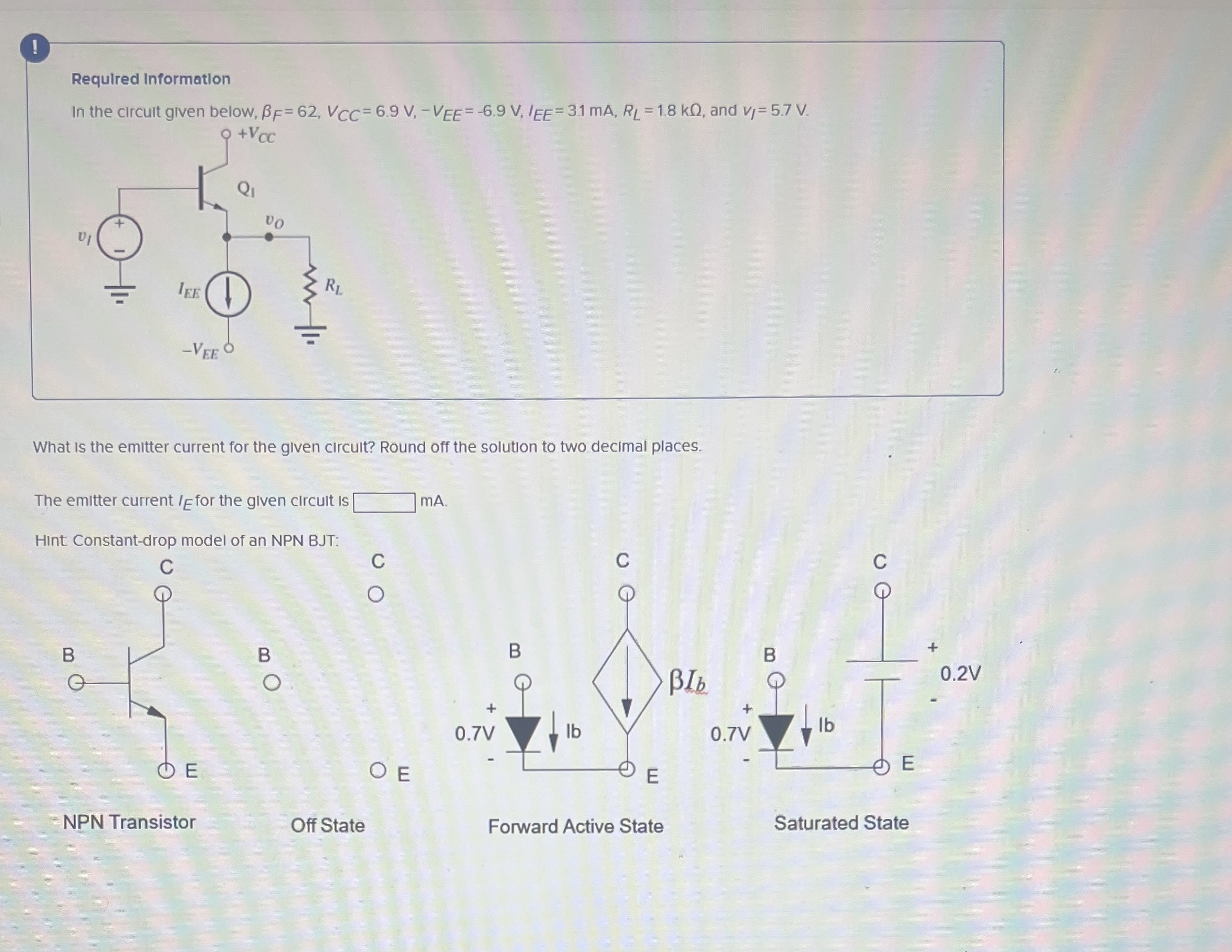 Solved !Required InformationIn the circuit given below, | Chegg.com