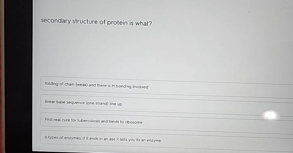 Solved secondary structure of protein is what?folding of | Chegg.com