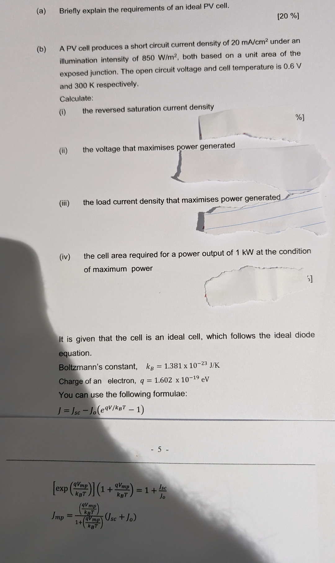 (a) ﻿Briefly explain the requirements of an ideal PV | Chegg.com