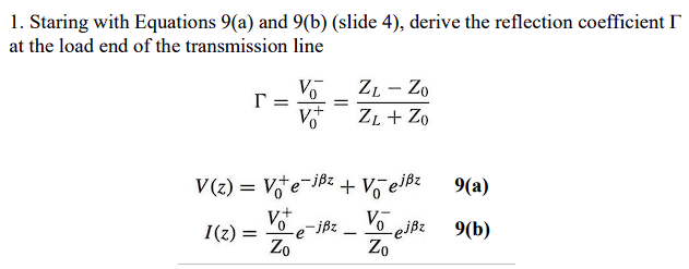 Solved 1. Staring with Equations 9(a) and 9(b) (slide 4), | Chegg.com