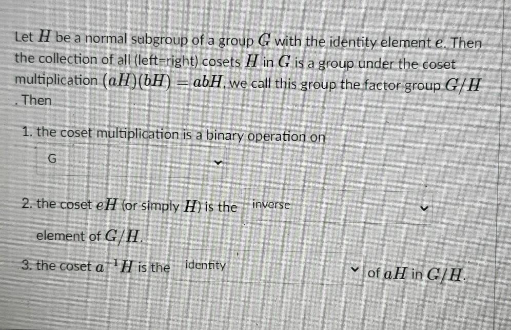Solved Let H be a normal subgroup of a group G with the | Chegg.com