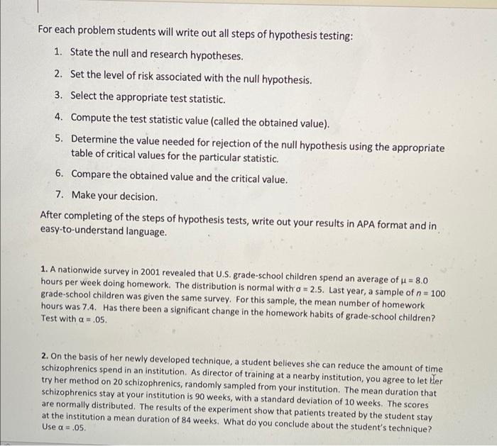 Solved For each problem students will write out all steps of | Chegg.com