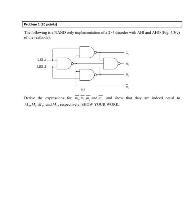 Solved Problem 1 (20 points) The following is a NAND only | Chegg.com