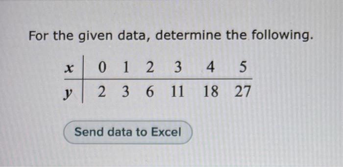 Solved For the given data, determine the following. | Chegg.com