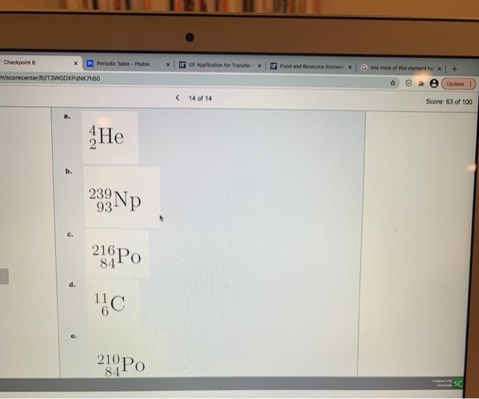 Solved Checkpoint Periodic Table - Ptable UF Application for | Chegg.com