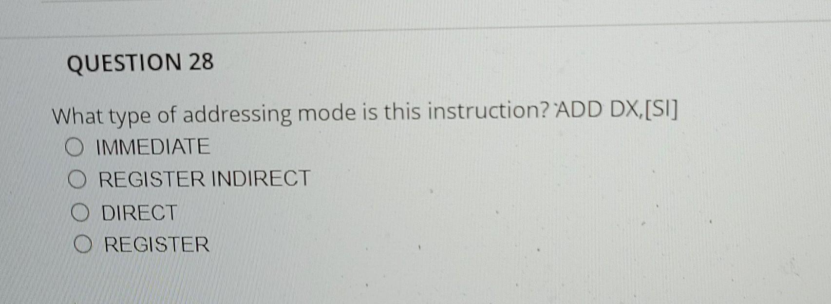 Solved What type of addressing mode is this instruction? ADD | Chegg.com