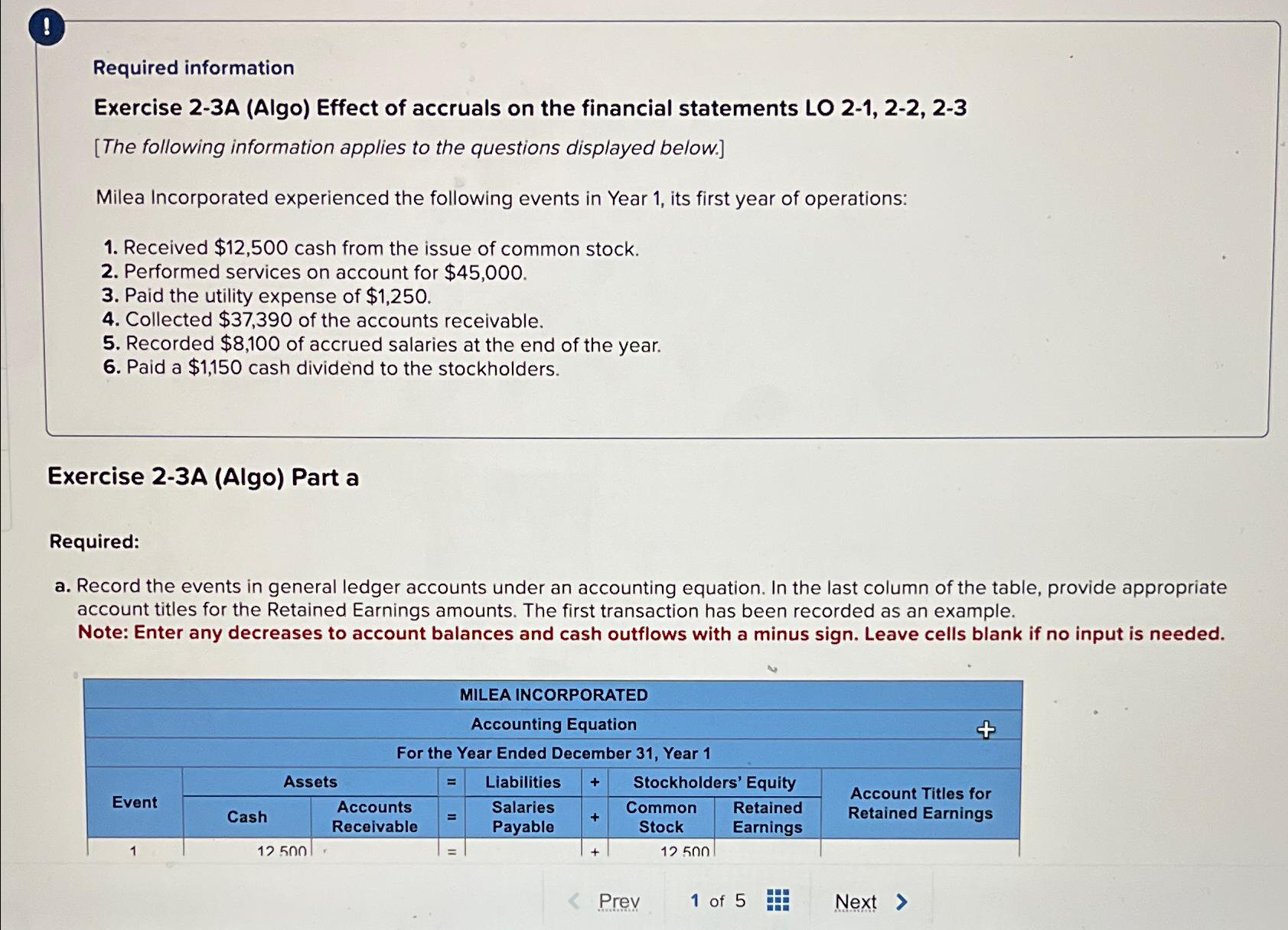 Solved !Required informationExercise 2-3A (Algo) ﻿Effect of | Chegg.com