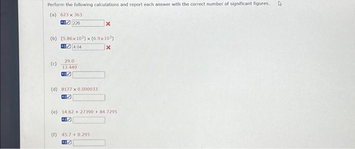 Solved Perform the following calculations and report each | Chegg.com
