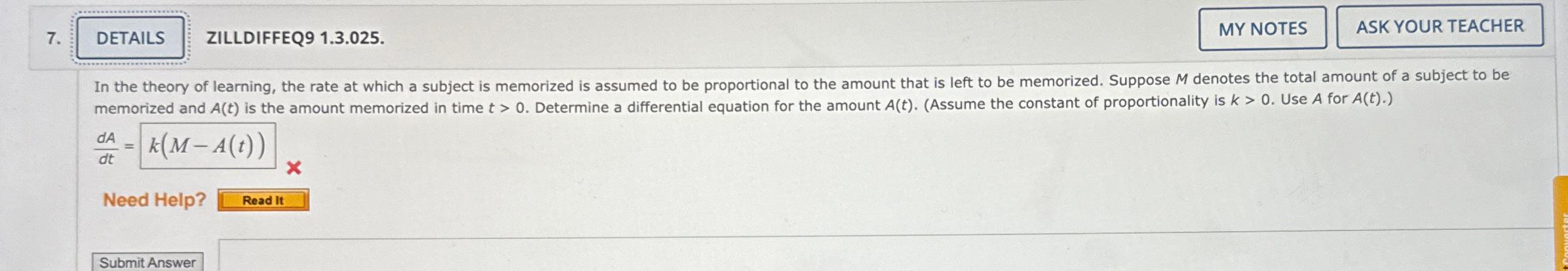 Solved ZILLDIFFEQ9 1.3.025.\\nIn the theory of learning, the | Chegg.com