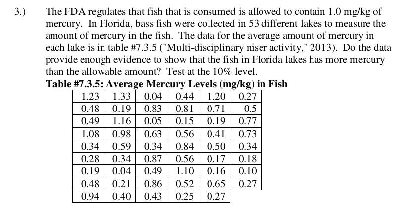 Solved The FDA regulates that fish that is consumed is | Chegg.com