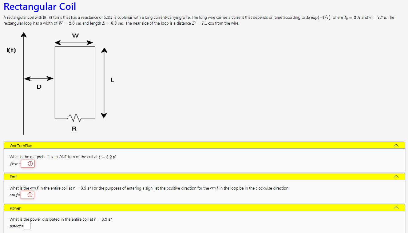 Solved Rectangular Coilrectangular loop has a width of | Chegg.com