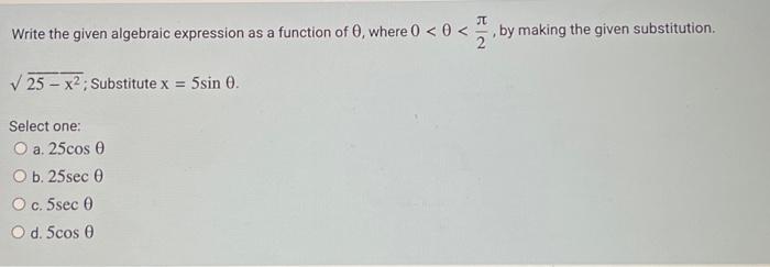 Solved Write the given algebraic expression as a function of | Chegg.com