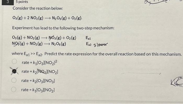 Solved Consider the reaction below: O3( g)+2NO2( g)→N2O5( | Chegg.com