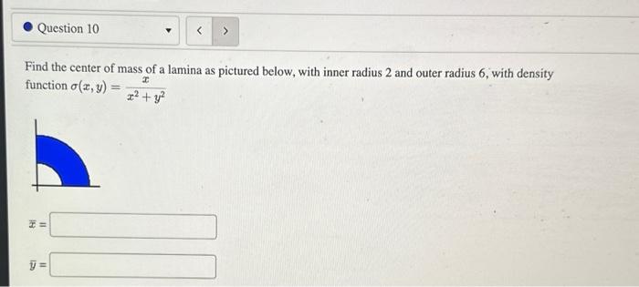 Solved Find the center of mass of a lamina as pictured | Chegg.com