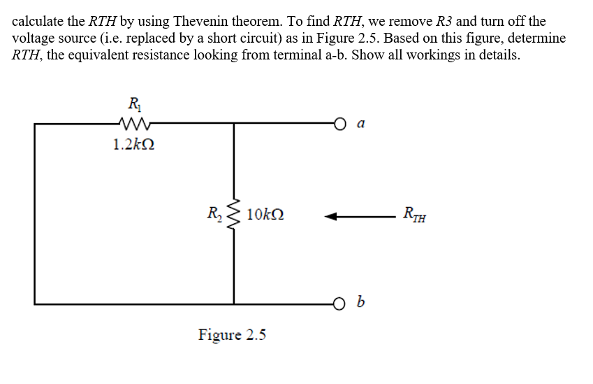 Solved calculate the RTH ﻿by using Thevenin theorem. To find | Chegg.com