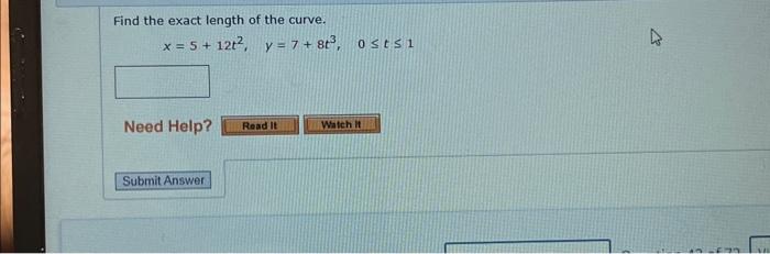 Solved Find the exact length of the curve. | Chegg.com