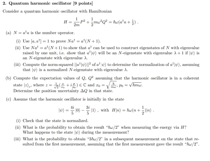 Solved Quantum harmonic oscillator [9 ﻿points]Consider a | Chegg.com