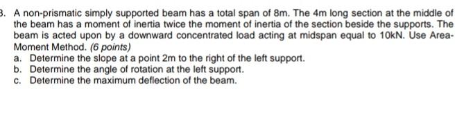 3. A non-prismatic simply supported beam has a total | Chegg.com