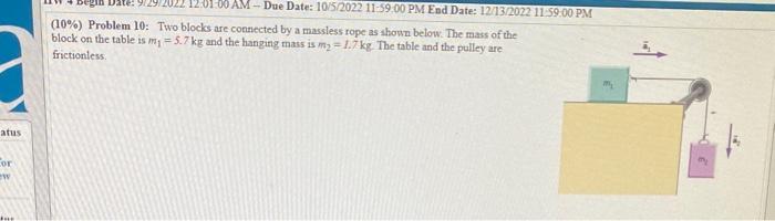 Solved (10\%) Problem 10: Two blocks are connected by a | Chegg.com