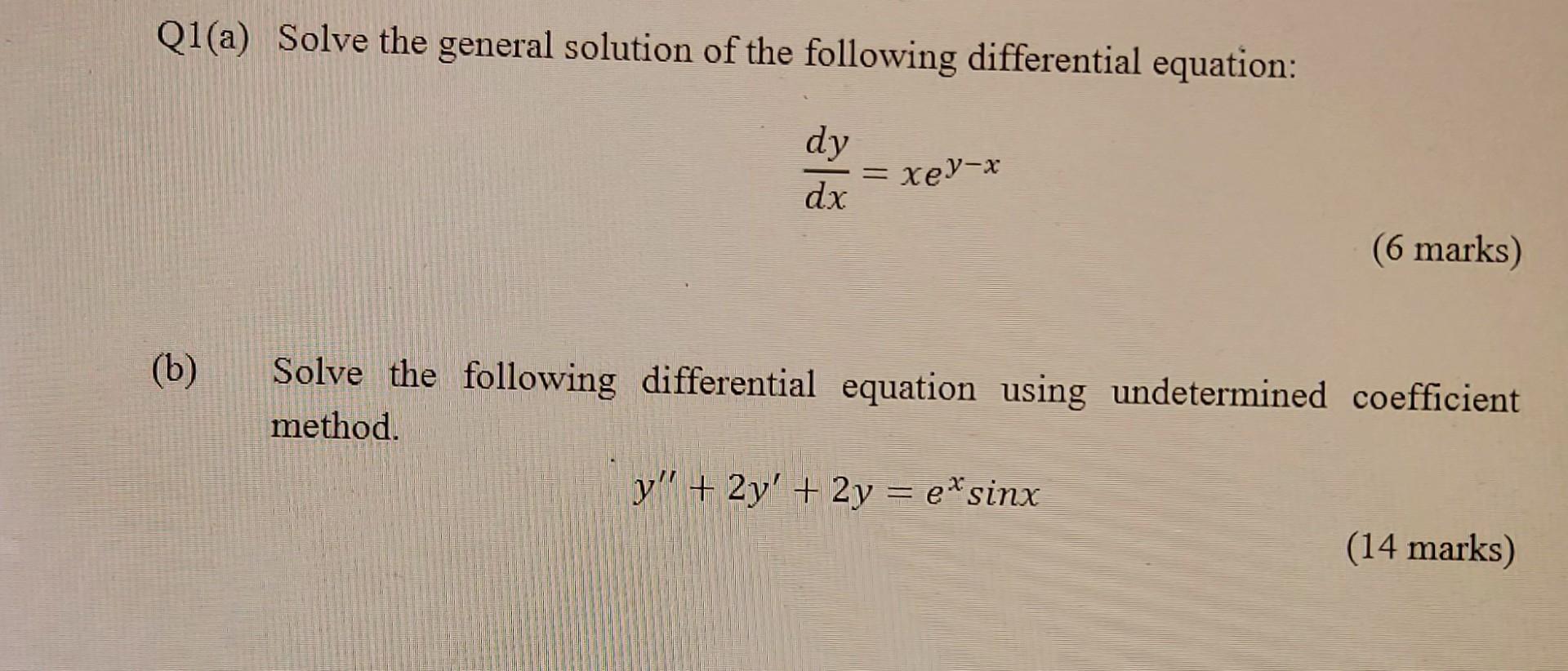 Solved Q1(a) Solve the general solution of the following | Chegg.com