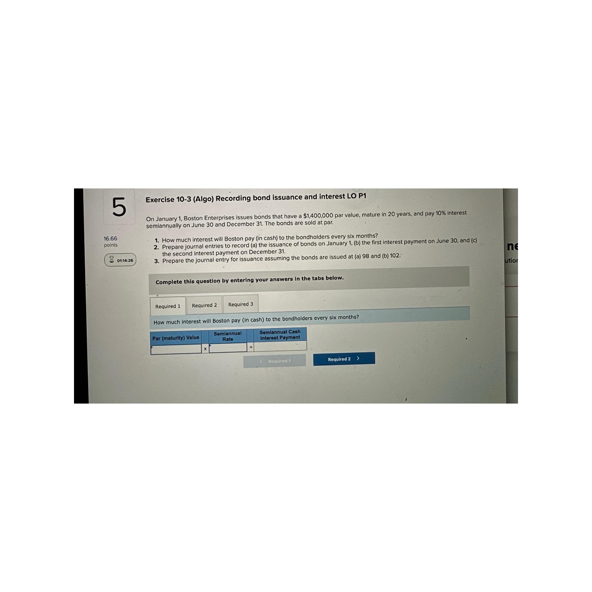 Solved Exercise 10-3 (Algo) ﻿Recording bond issuance and | Chegg.com