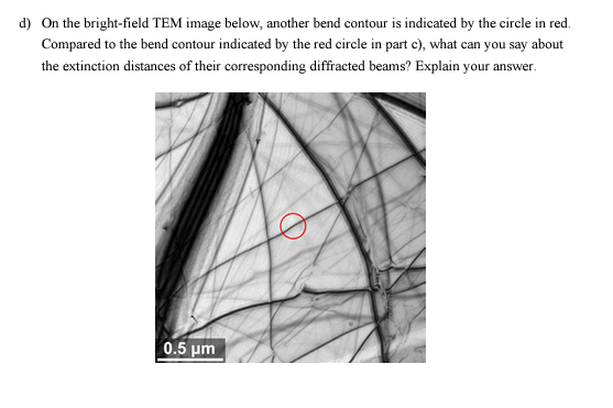 Solved d) ﻿On the bright-field TEM image below, another bend | Chegg.com
