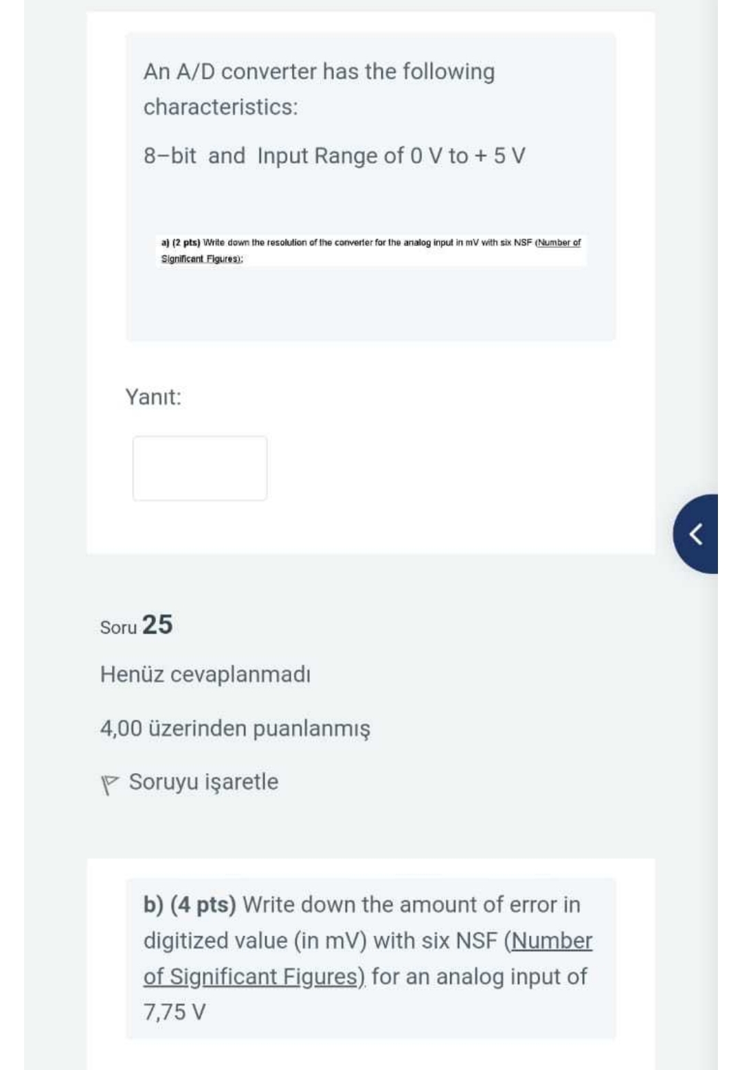 Solved An A/D converter has the following | Chegg.com