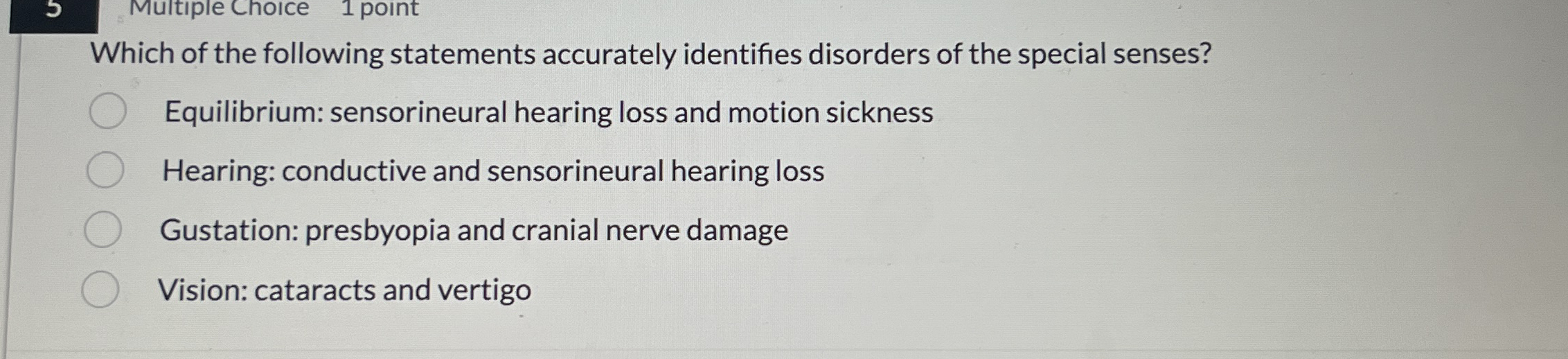 Solved 5Multiple Choice1 ﻿pointWhich of the following | Chegg.com