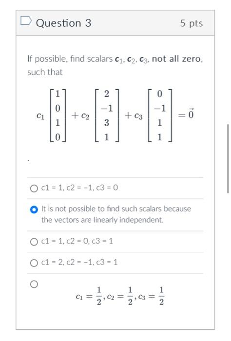 Solved Let A be a 3×3 matrix. If the third column of A is | Chegg.com