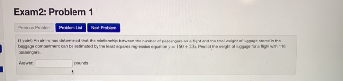 Solved Exam2: Problem 1 Previous Problem Problem List Next | Chegg.com
