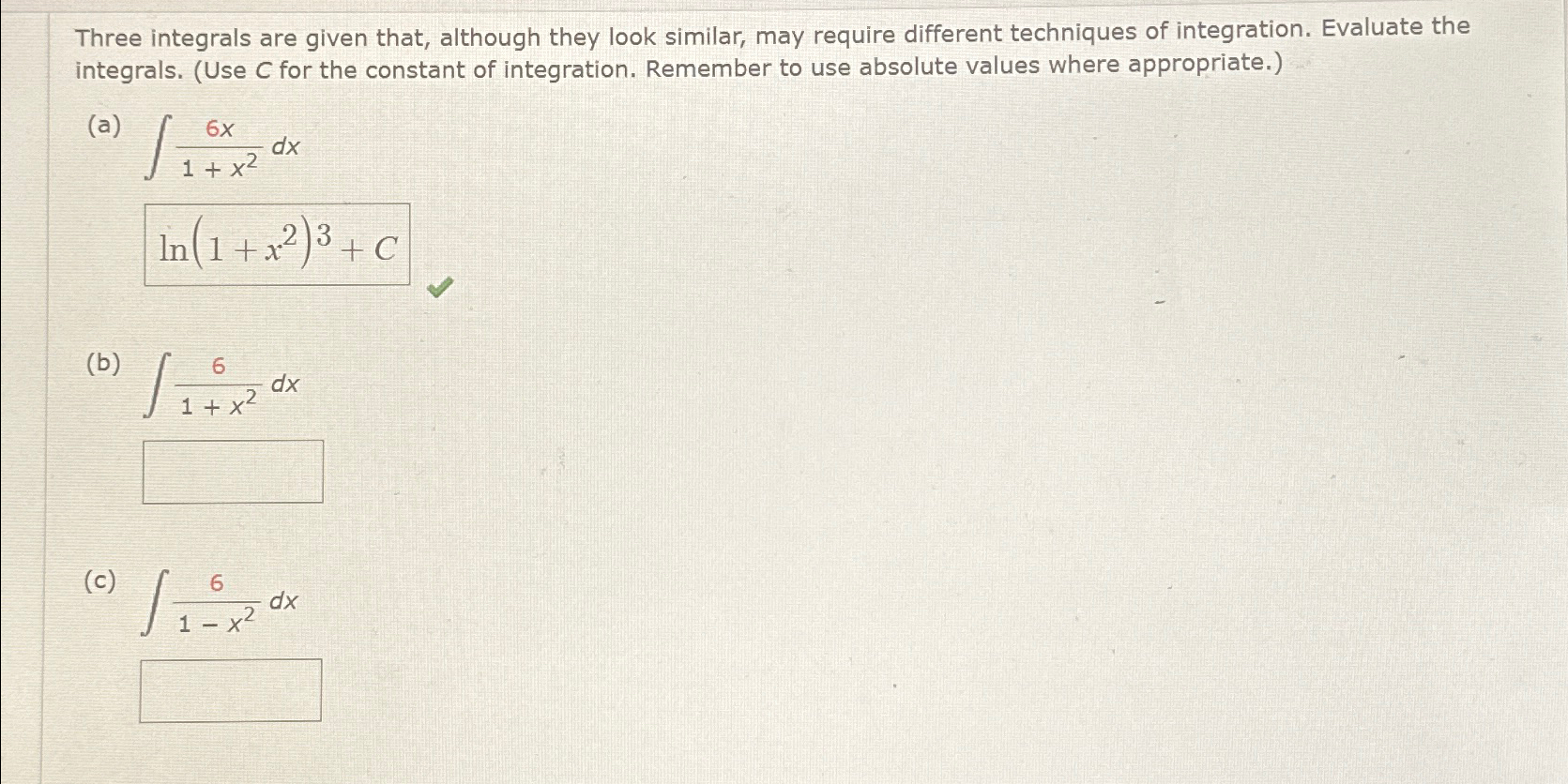 Solved Three integrals are given that, although they look | Chegg.com