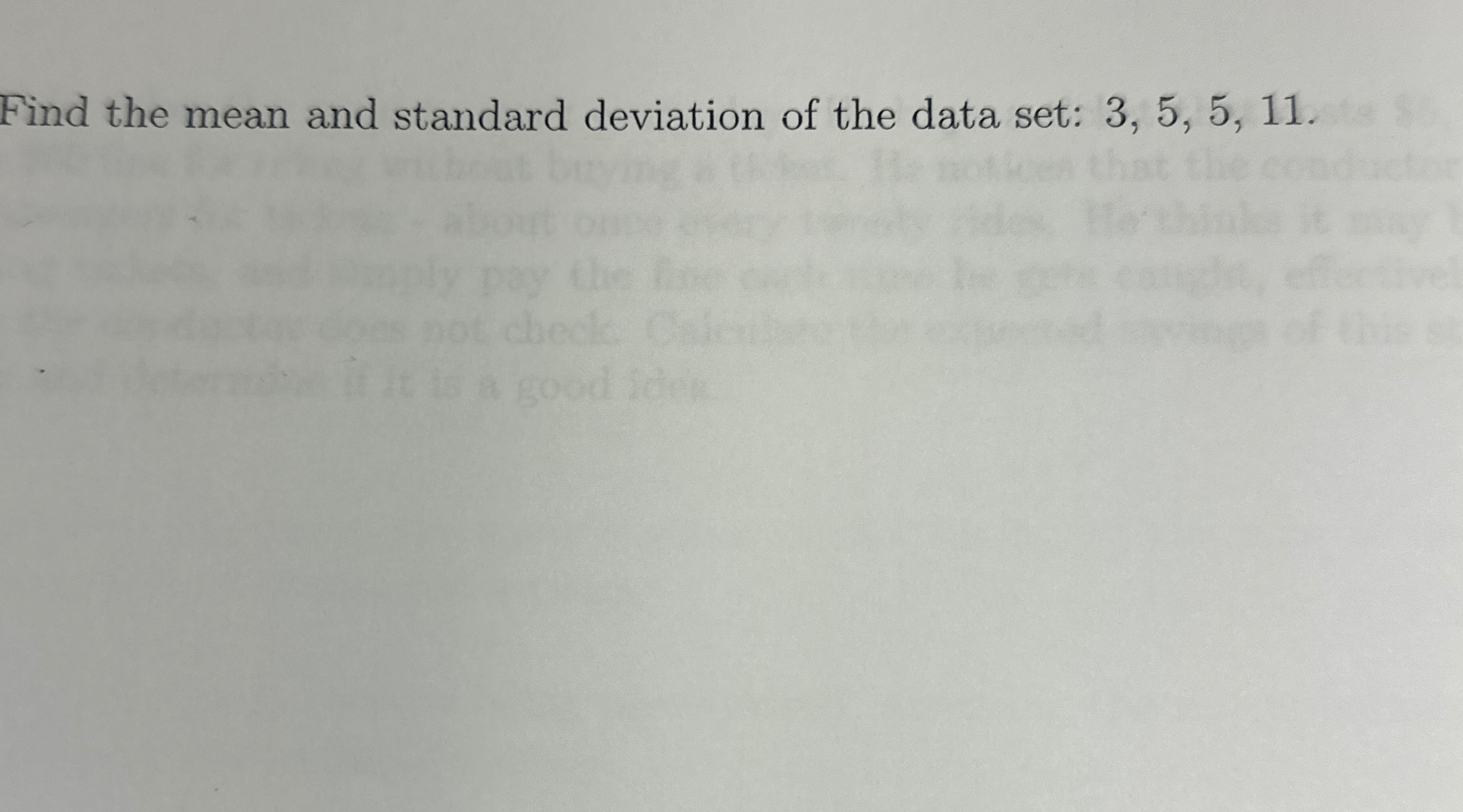 Solved Find the mean and standard deviation of the data set: | Chegg.com