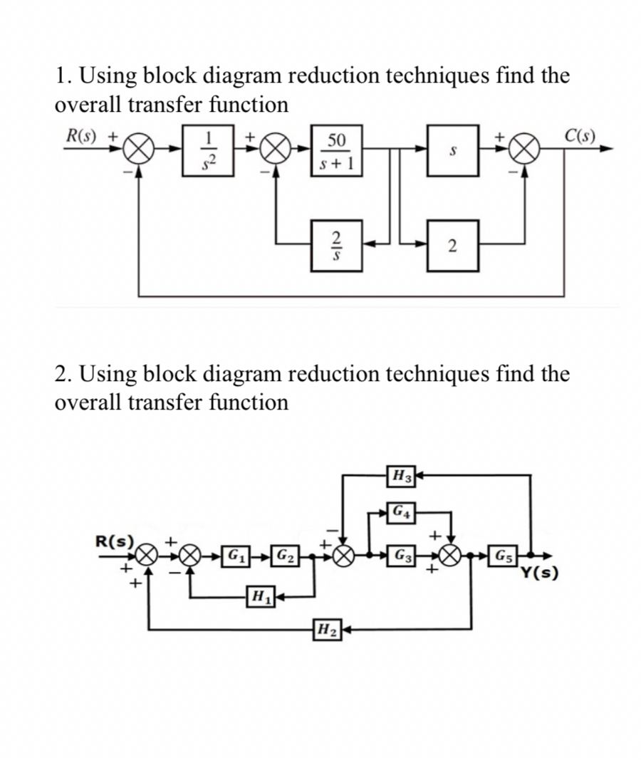 Solved Using block diagram reduction techniques find | Chegg.com