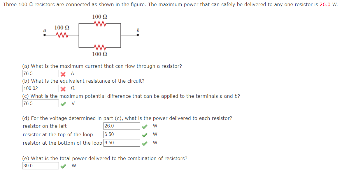 Solved Three 100 \Omega resistors are connected as shown in | Chegg.com