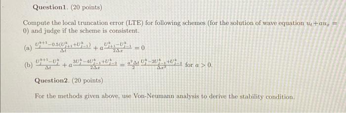 Solved Questionl. (20 points) Compute the local truncation | Chegg.com